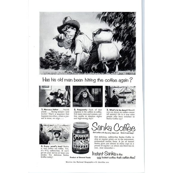 None | Other | Sanka Coffee Boy Cowboy Cartoon Humor Vintage Magazine ...